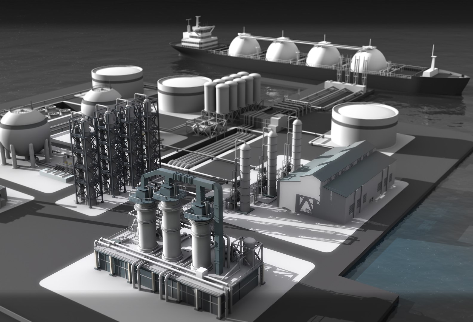 3d Lng Refinery Port Model