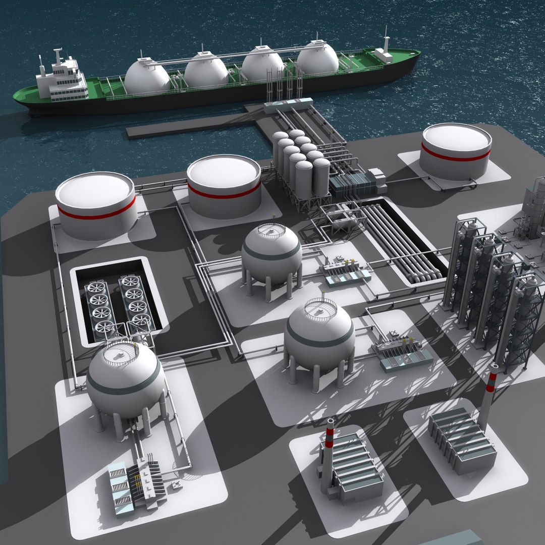 3d Lng Refinery Port Model