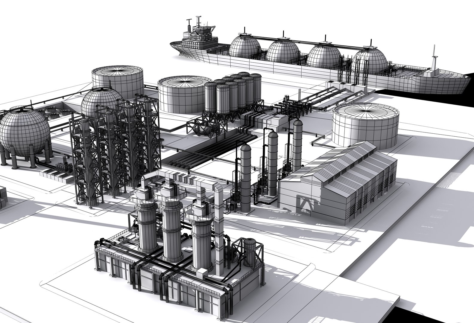 3d Lng Refinery Port Model