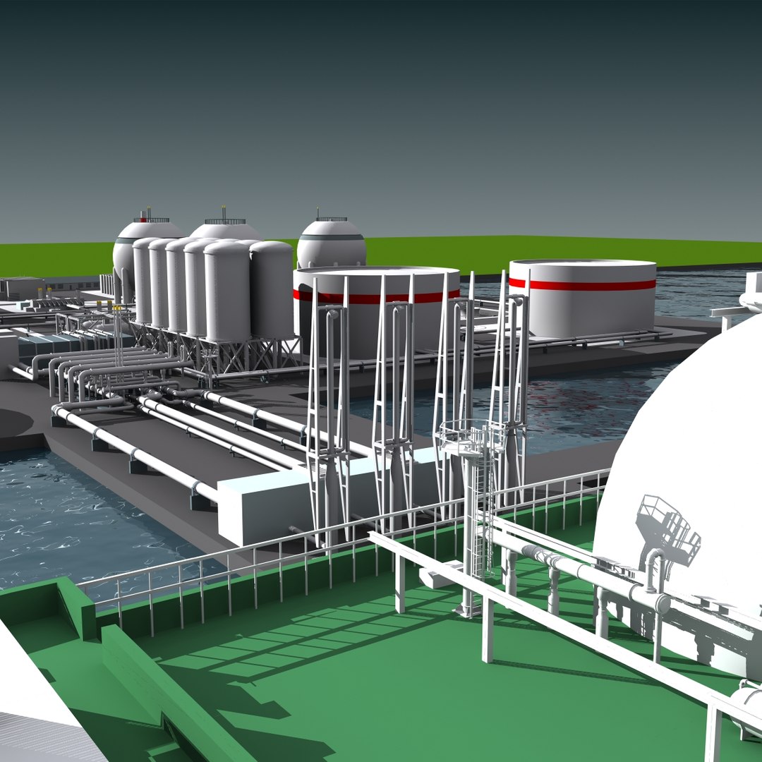 3d Lng Refinery Port Model