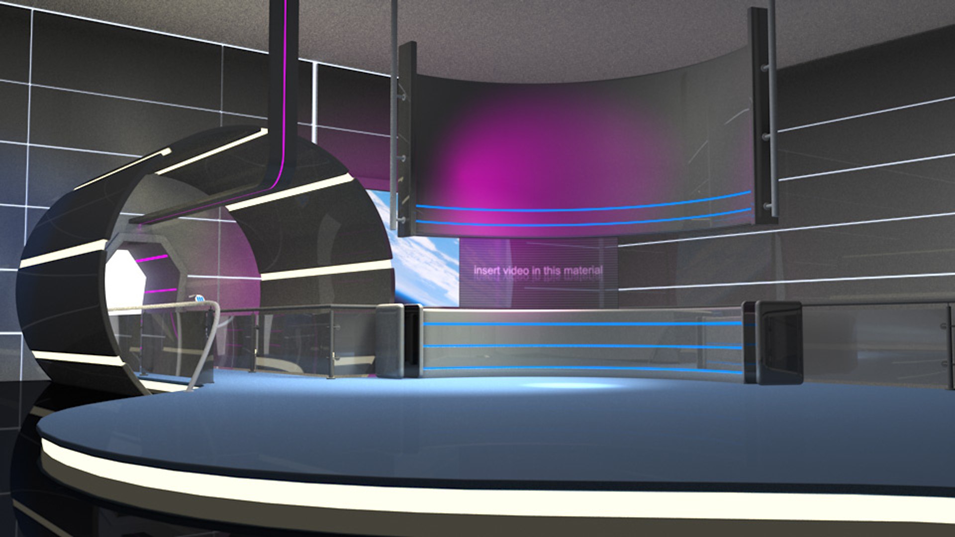 3d Space Station Tv Studio Model