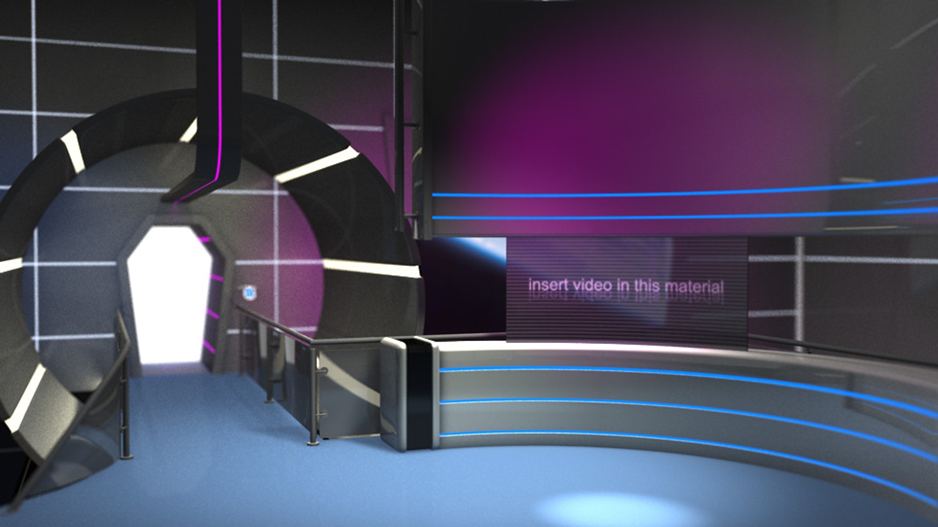 3d Space Station Tv Studio Model