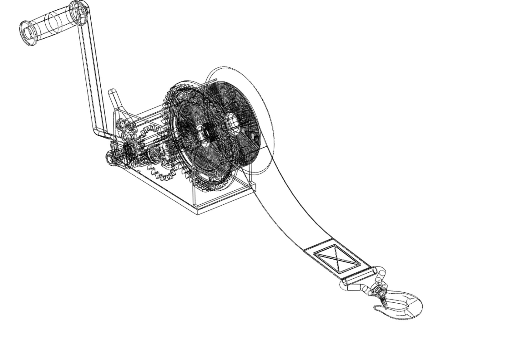 3D STANDARD MANUAL HAND LEVER CRANK WINCH HOIST BELT LIFTING CRANE ...