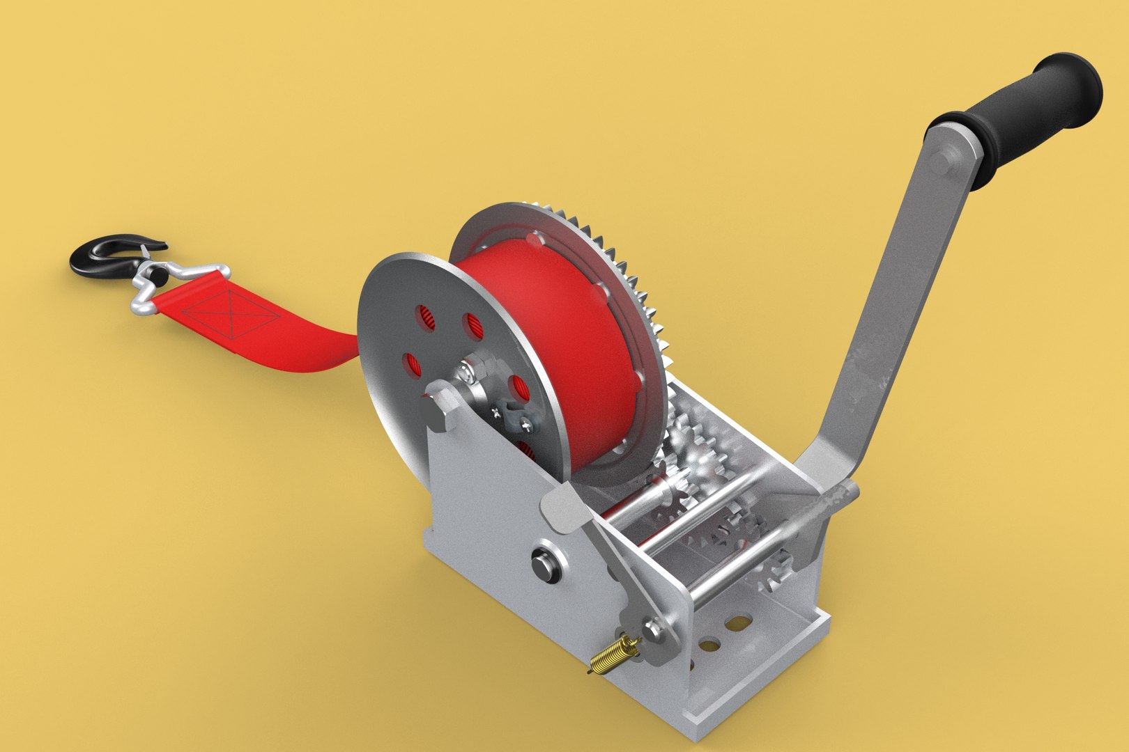 3D STANDARD MANUAL HAND LEVER CRANK WINCH HOIST BELT LIFTING CRANE ...