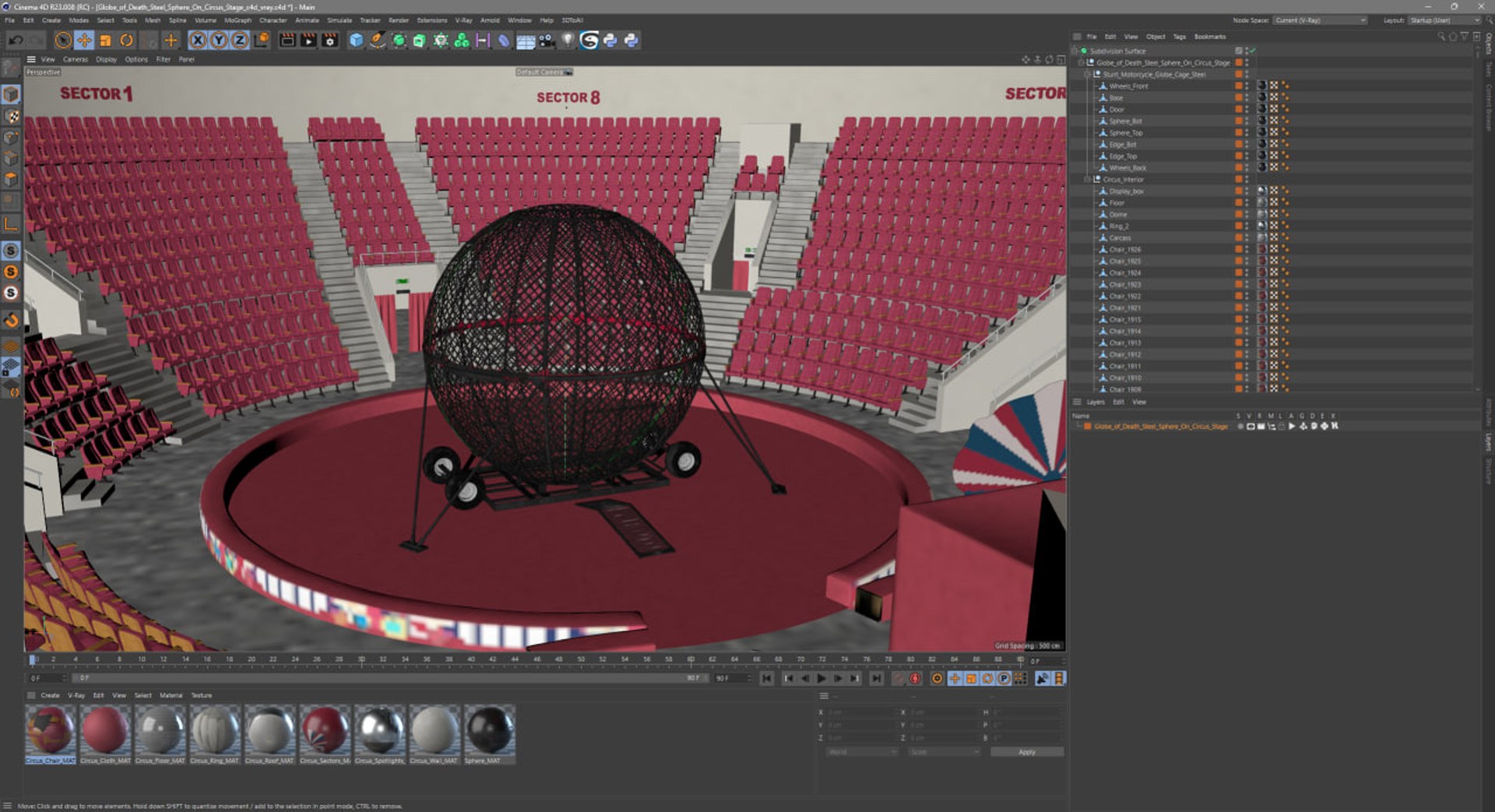 3D Globe Of Death Steel Sphere On Circus Stage Model - TurboSquid 2469007