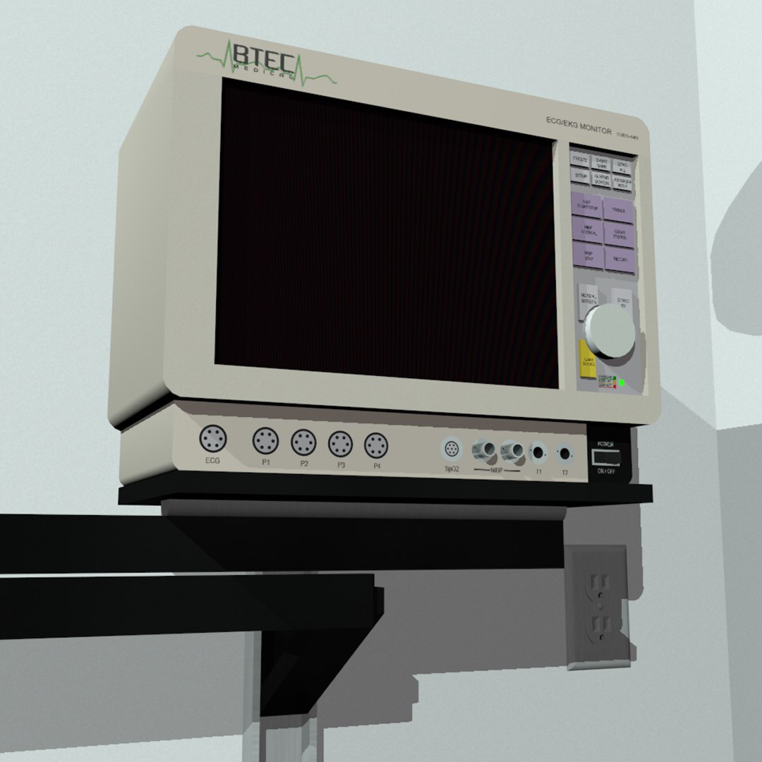 ecg hospital bed monitor 3d c4d
