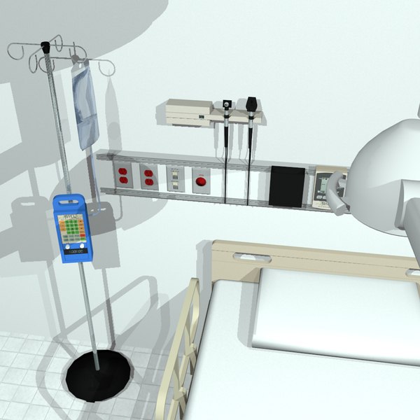 ecg hospital bed monitor 3d c4d
