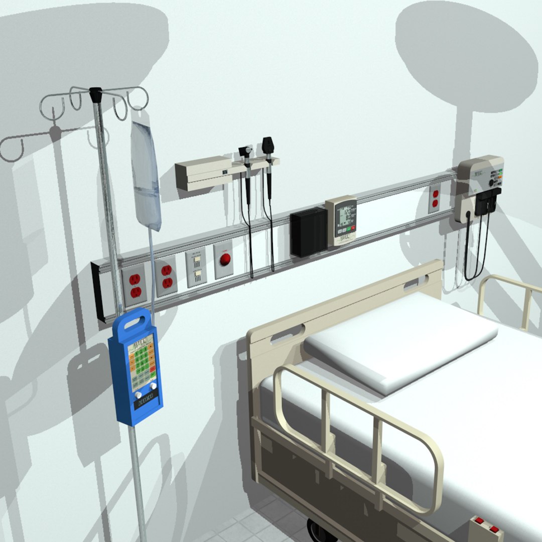 ecg hospital bed monitor 3d c4d