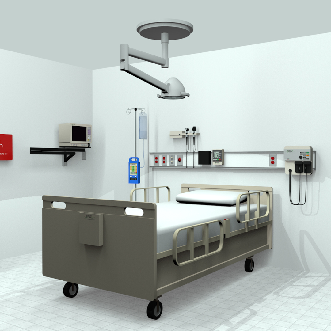 ecg hospital bed monitor 3d c4d