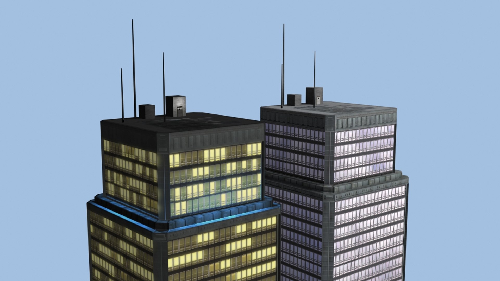 Skyscraper Night Time 3d 3ds