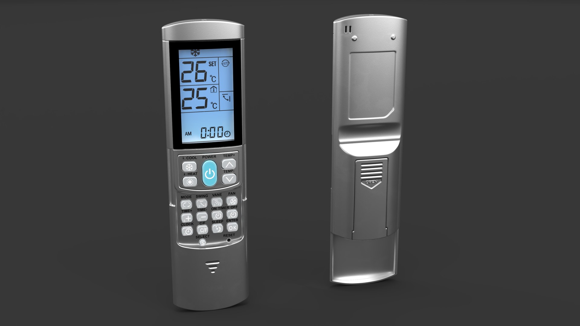 Universal Silver Conditioner Remote Control Lights On Model ...