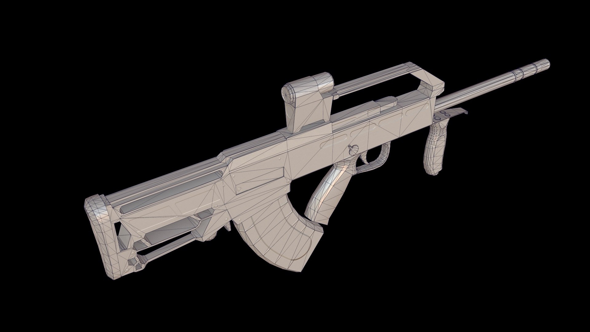 3d Low-poly Assault Rifle Pbr Model