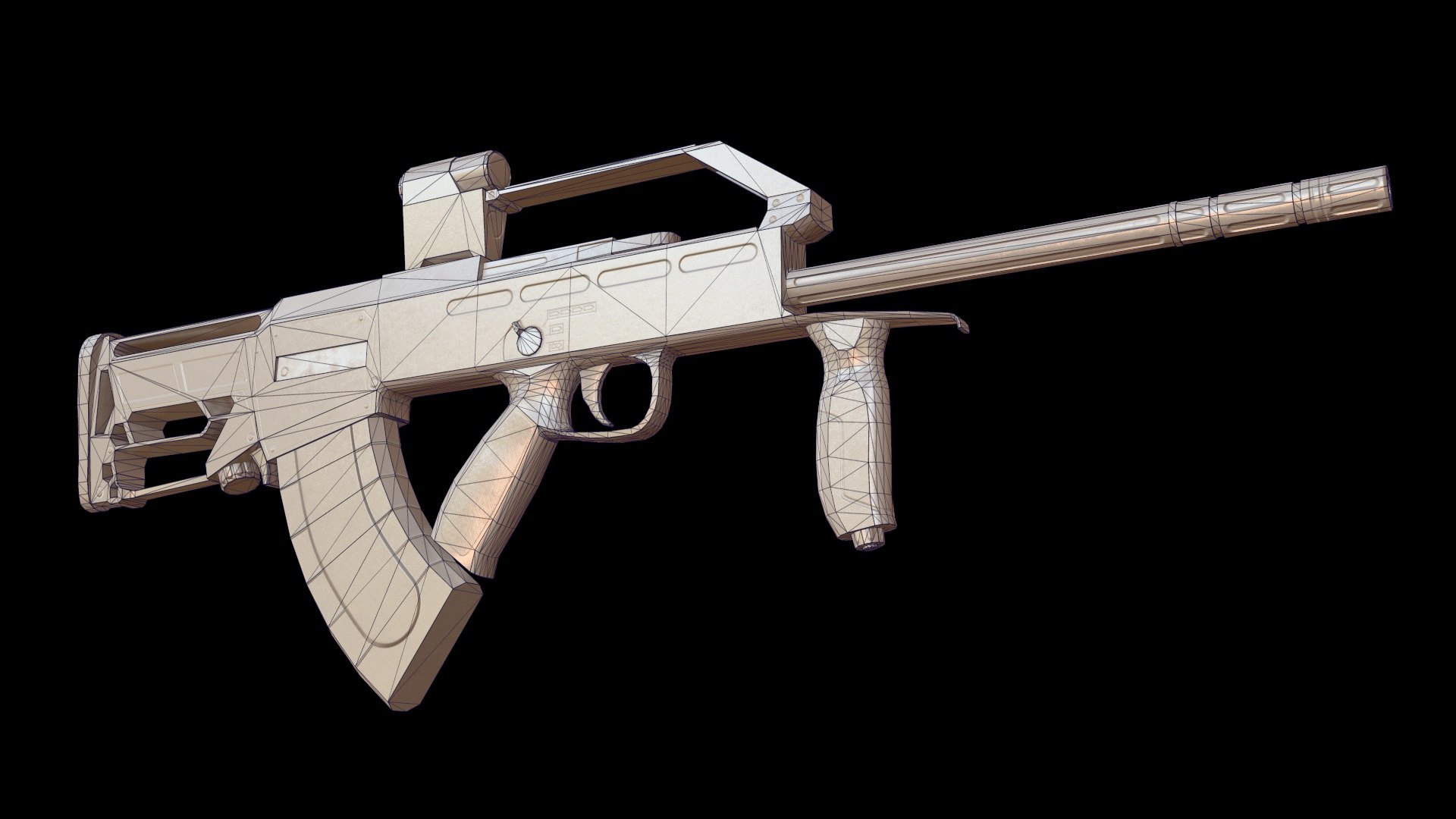 3d Low-poly Assault Rifle Pbr Model