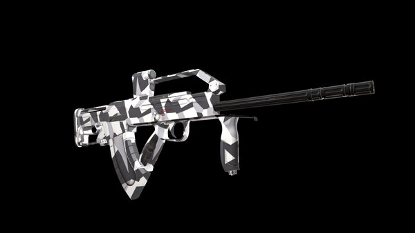 3d low-poly assault rifle pbr model