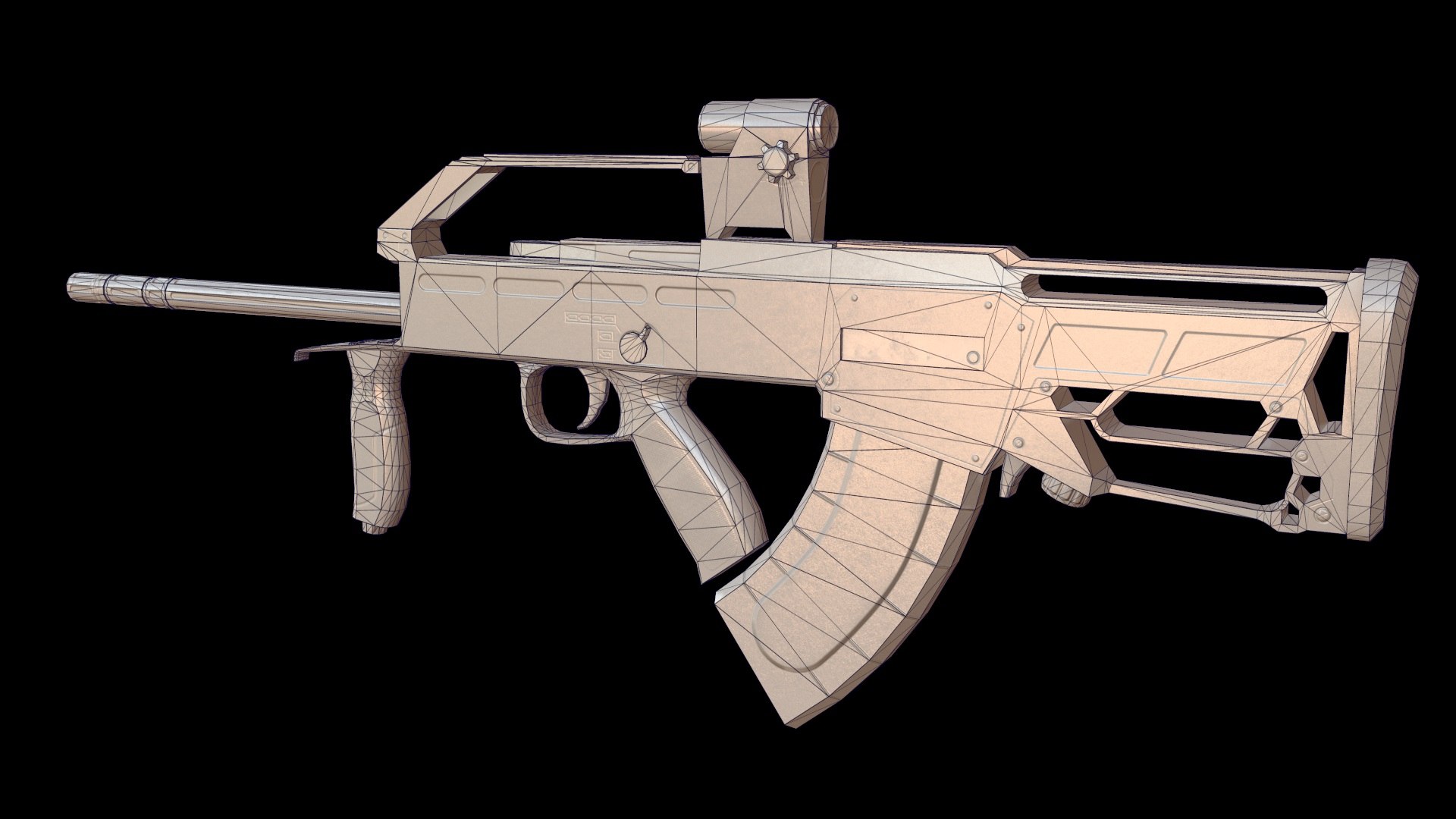 3d Low-poly Assault Rifle Pbr Model
