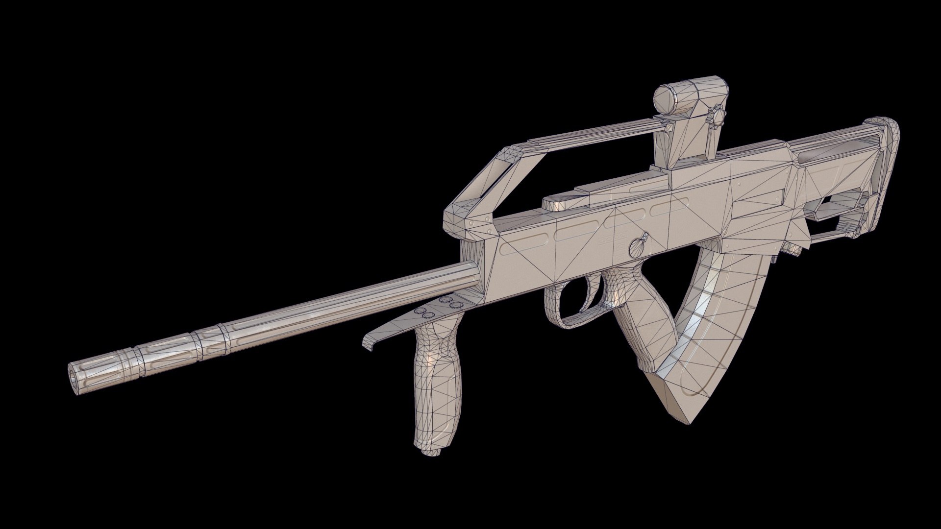 3d Low-poly Assault Rifle Pbr Model
