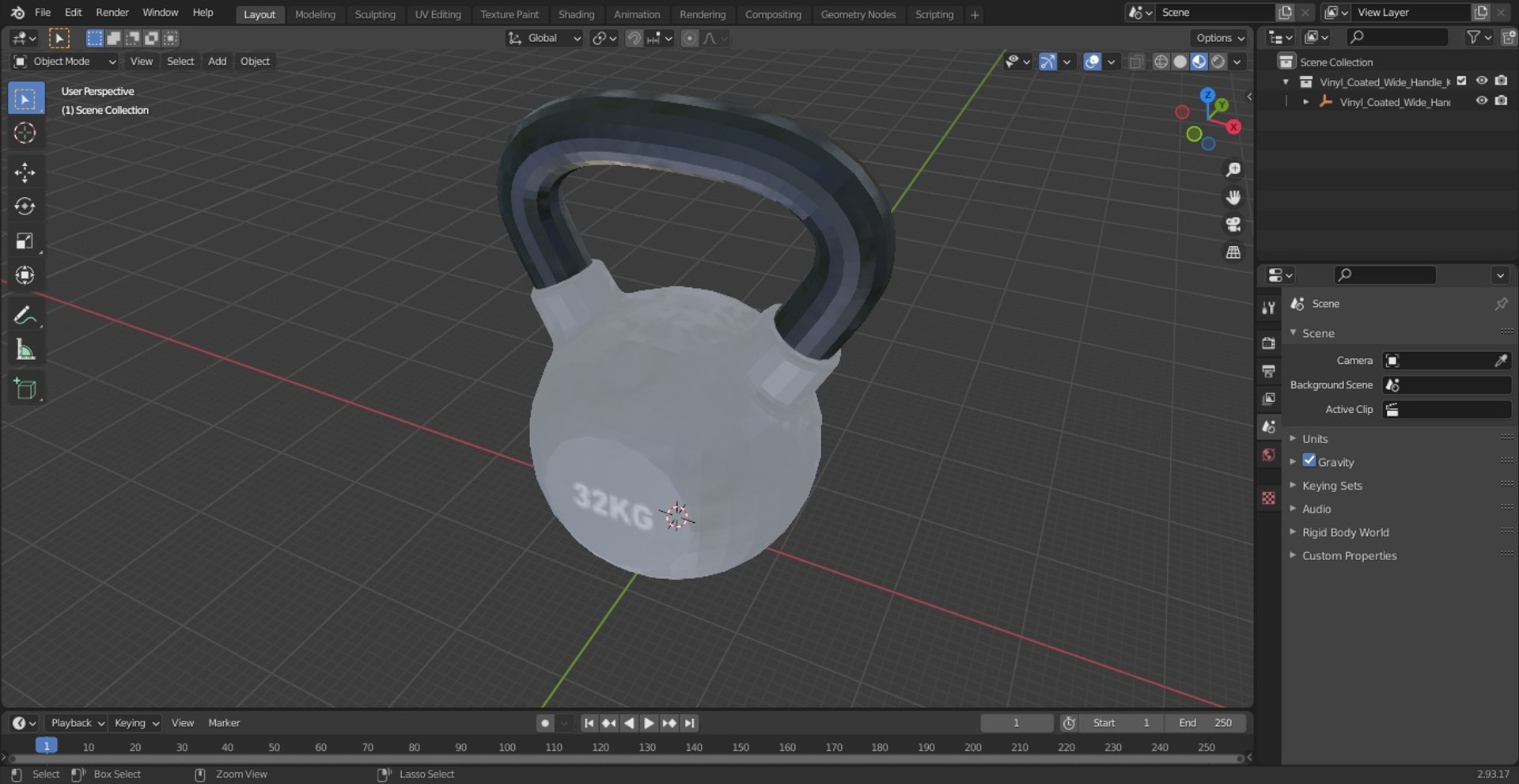 Vinyl Coated Wide Handle Kettlebell 32kg 3D Model - TurboSquid 2068575