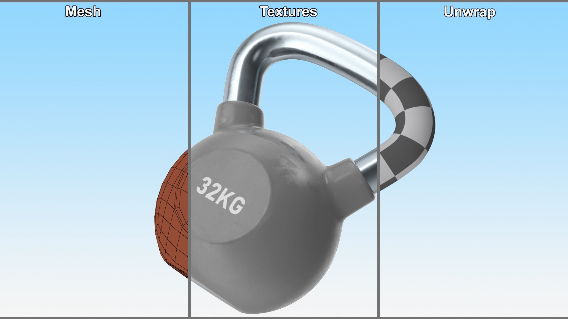 Vinyl Coated Wide Handle Kettlebell 32kg 3D Model - TurboSquid 2068575