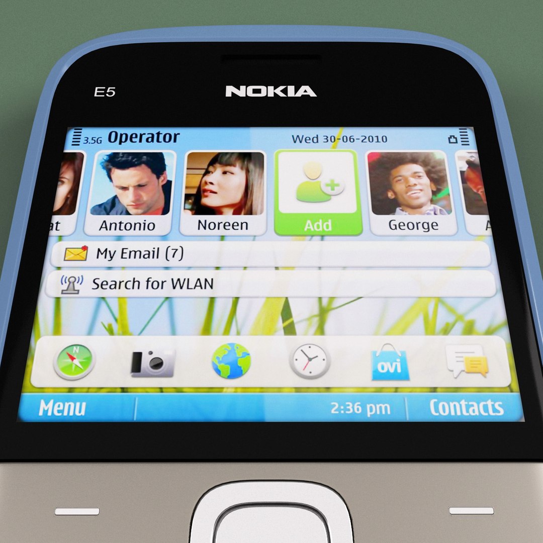 nokia e5 00 blue 3d model