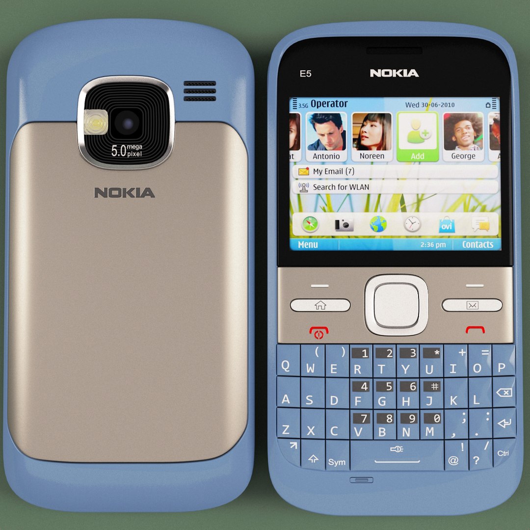 nokia e5 00 blue 3d model