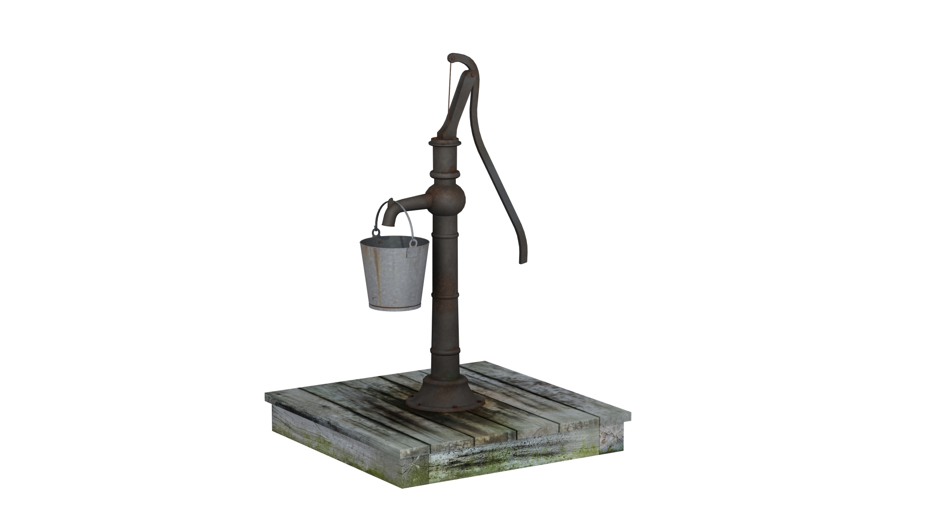Old Water Pump Bucket 3d Model