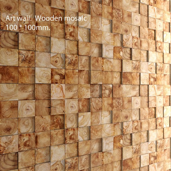 3d mosaic wood panel set model