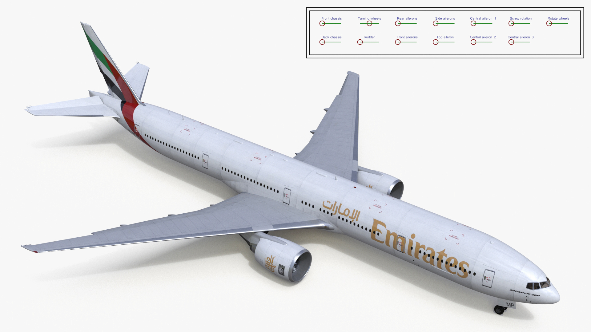 Boeing 777 Emirates Airlines Rigged 3D Model - TurboSquid 2343245