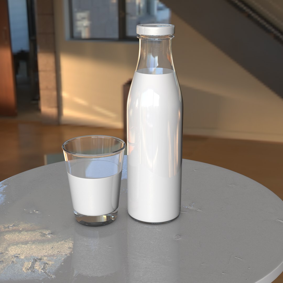 3D milk bottle scene model - TurboSquid 1394600