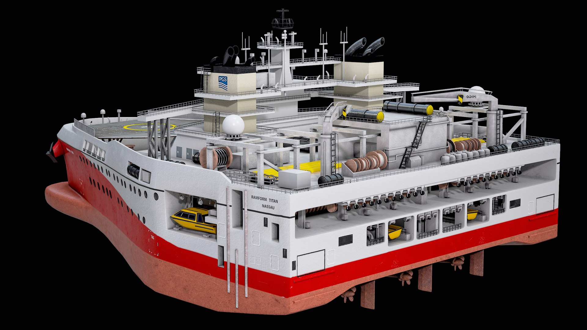 Ramform Marine Siesmic Vessel PBR 3D Model - TurboSquid 2068512