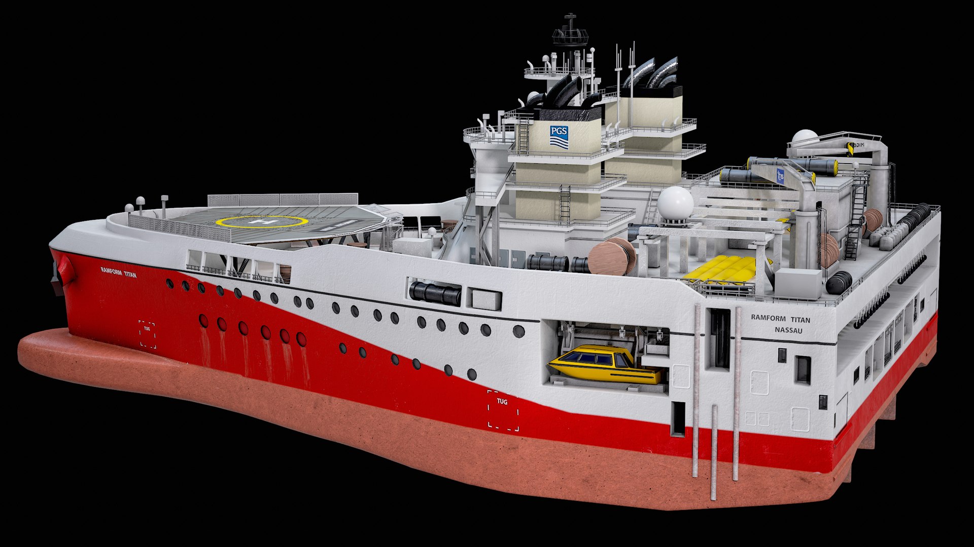 Ramform Marine Siesmic Vessel PBR 3D Model - TurboSquid 2068512
