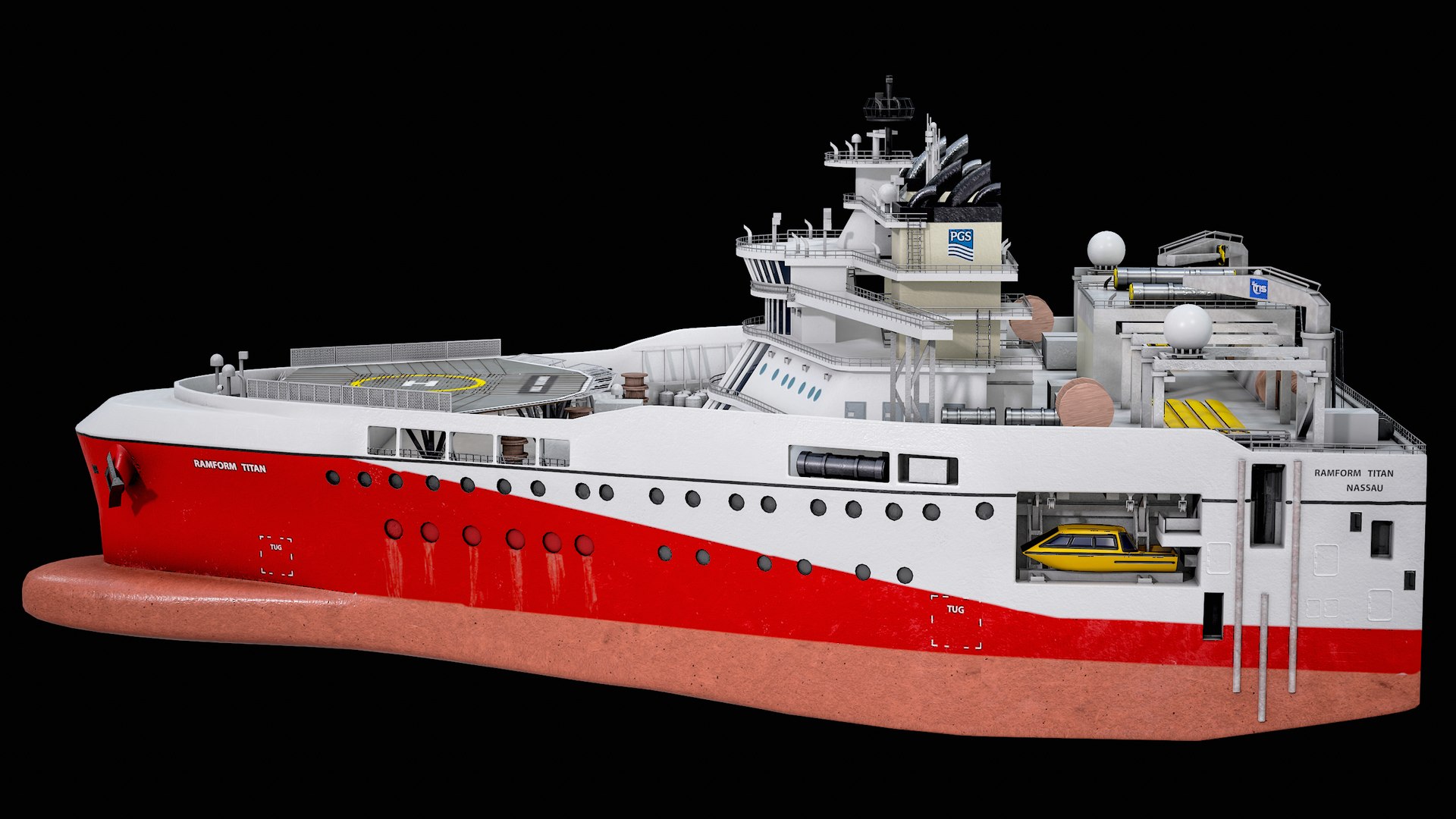 Ramform Marine Siesmic Vessel PBR 3D Model - TurboSquid 2068512