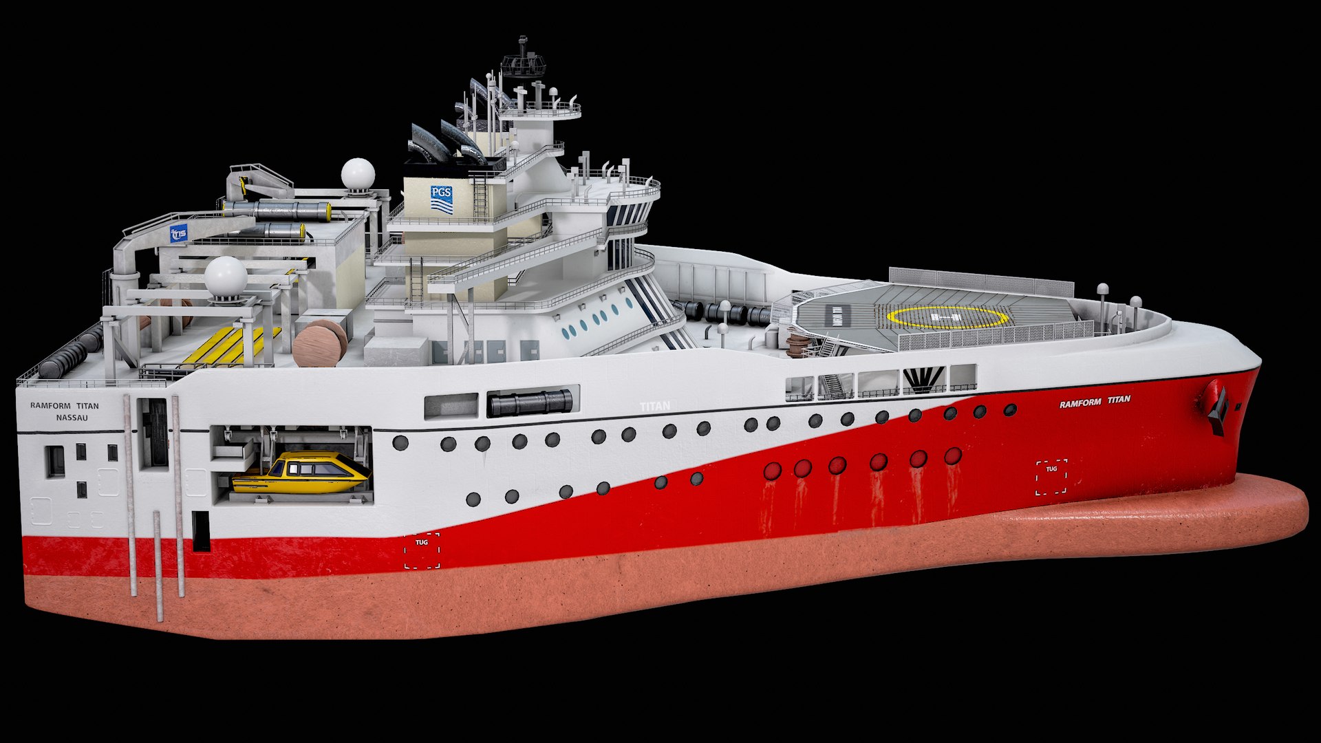 Ramform Marine Siesmic Vessel PBR 3D Model - TurboSquid 2068512