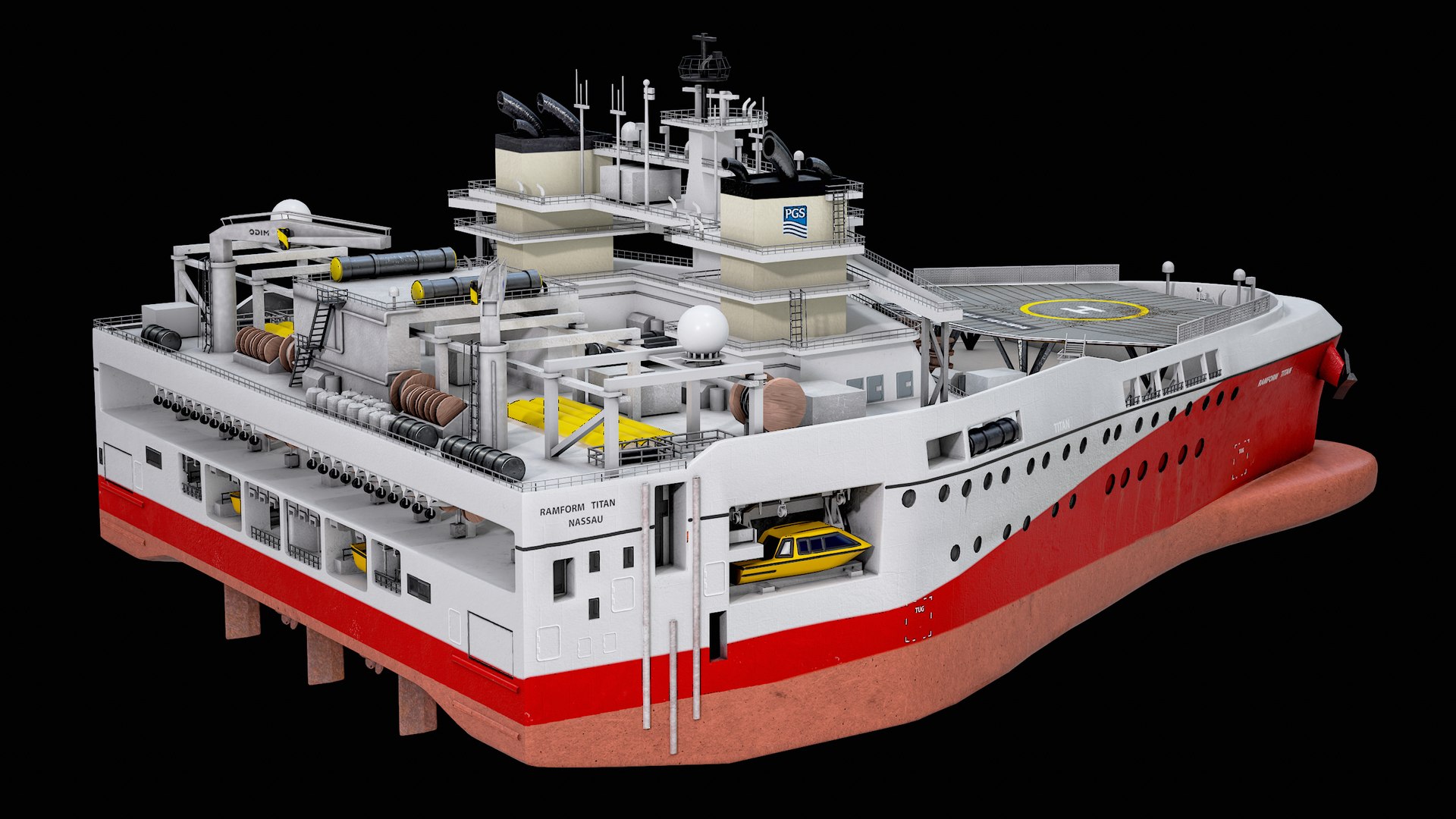 Ramform Marine Siesmic Vessel PBR 3D Model - TurboSquid 2068512