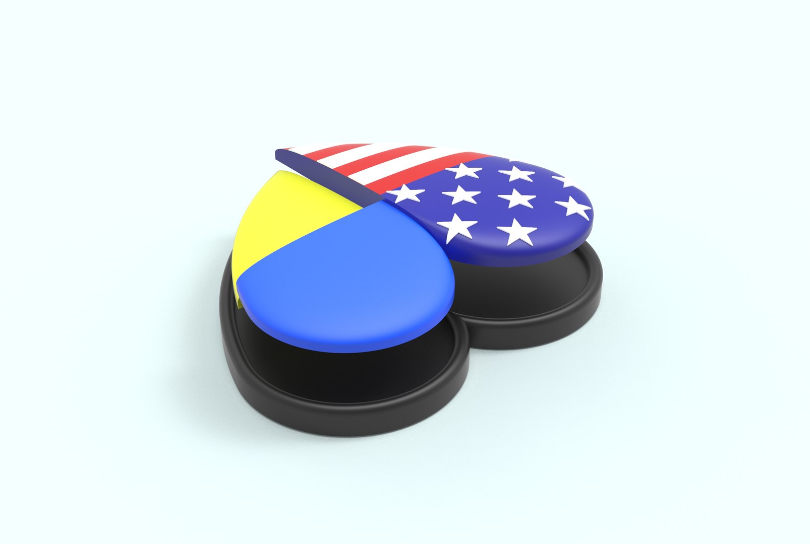 3D USA Ukraine Heart Badge Model - TurboSquid 1995505