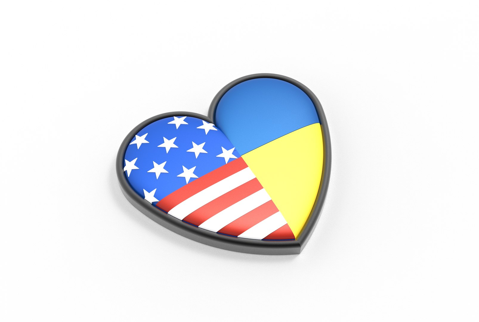 3D USA Ukraine Heart Badge Model - TurboSquid 1995505