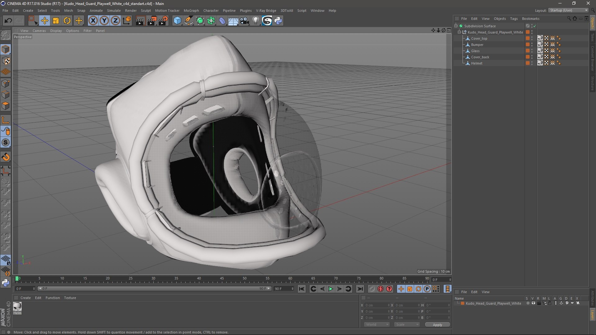 Kudo Head Guard Playwell White 3D Model - TurboSquid 2187575