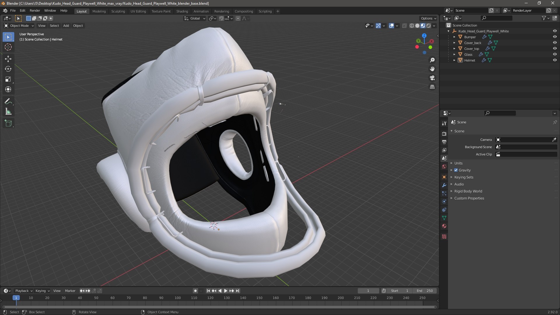 Kudo Head Guard Playwell White 3D Model - TurboSquid 2187575