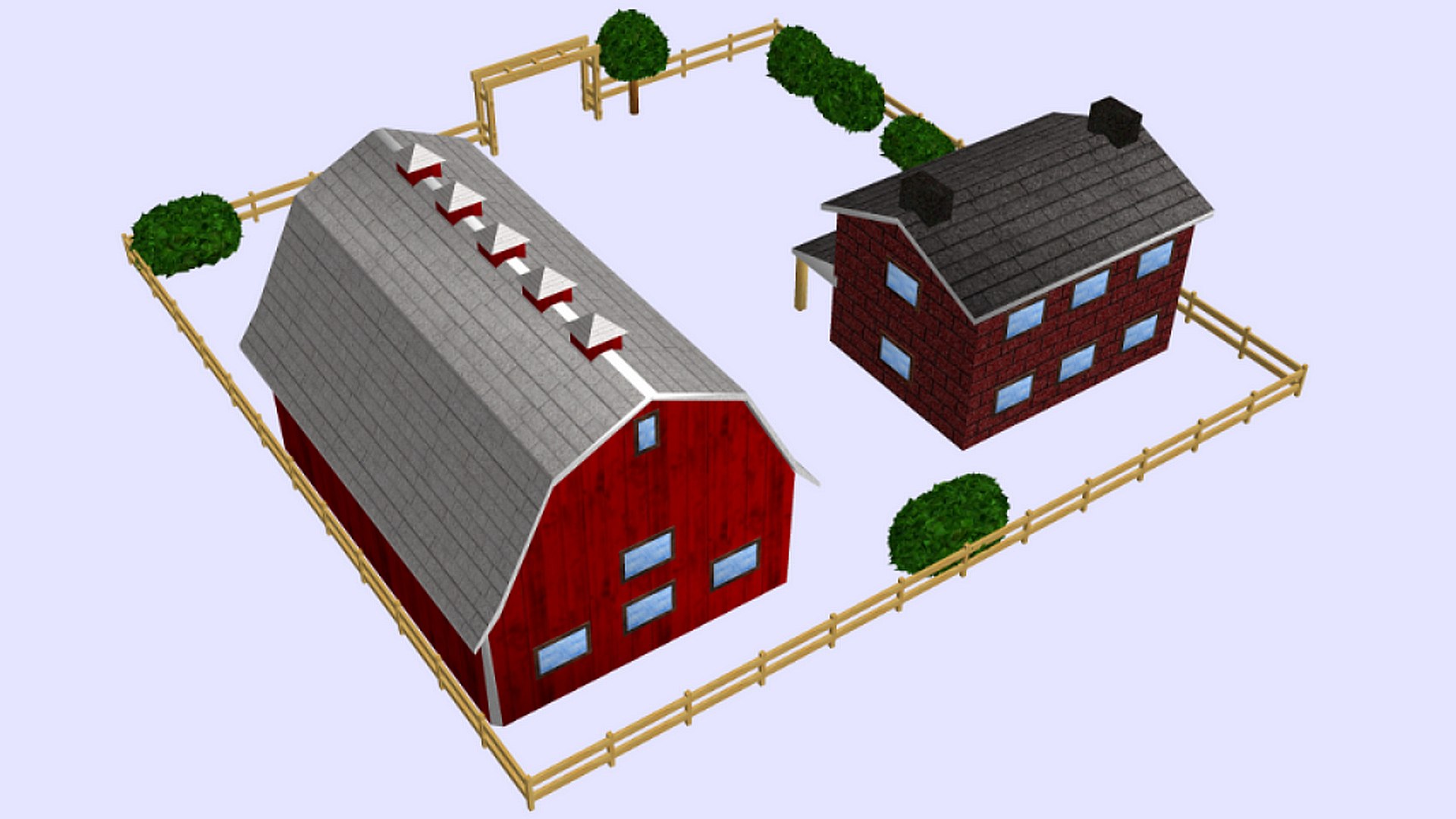 3D farm buildings wooden fence model - TurboSquid 1709129
