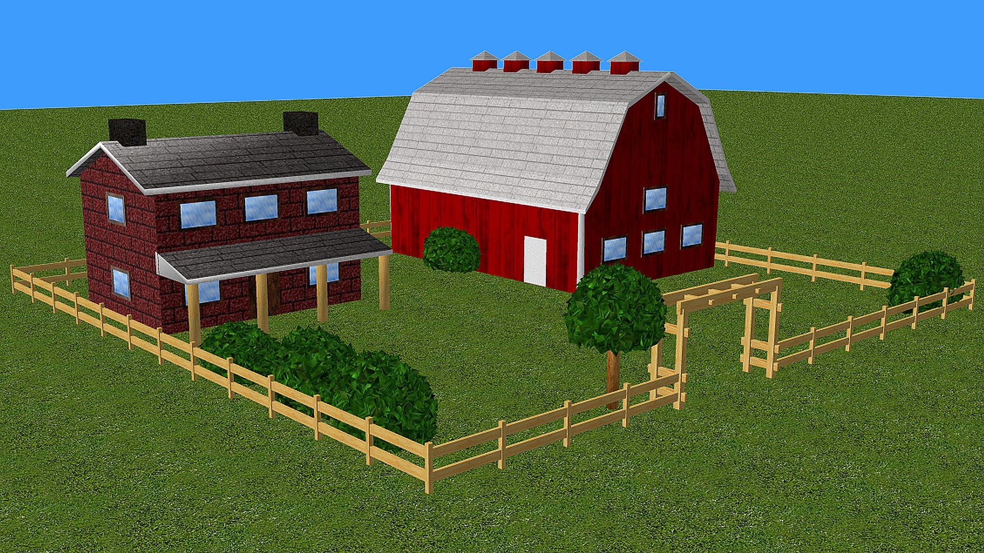 3D farm buildings wooden fence model - TurboSquid 1709129