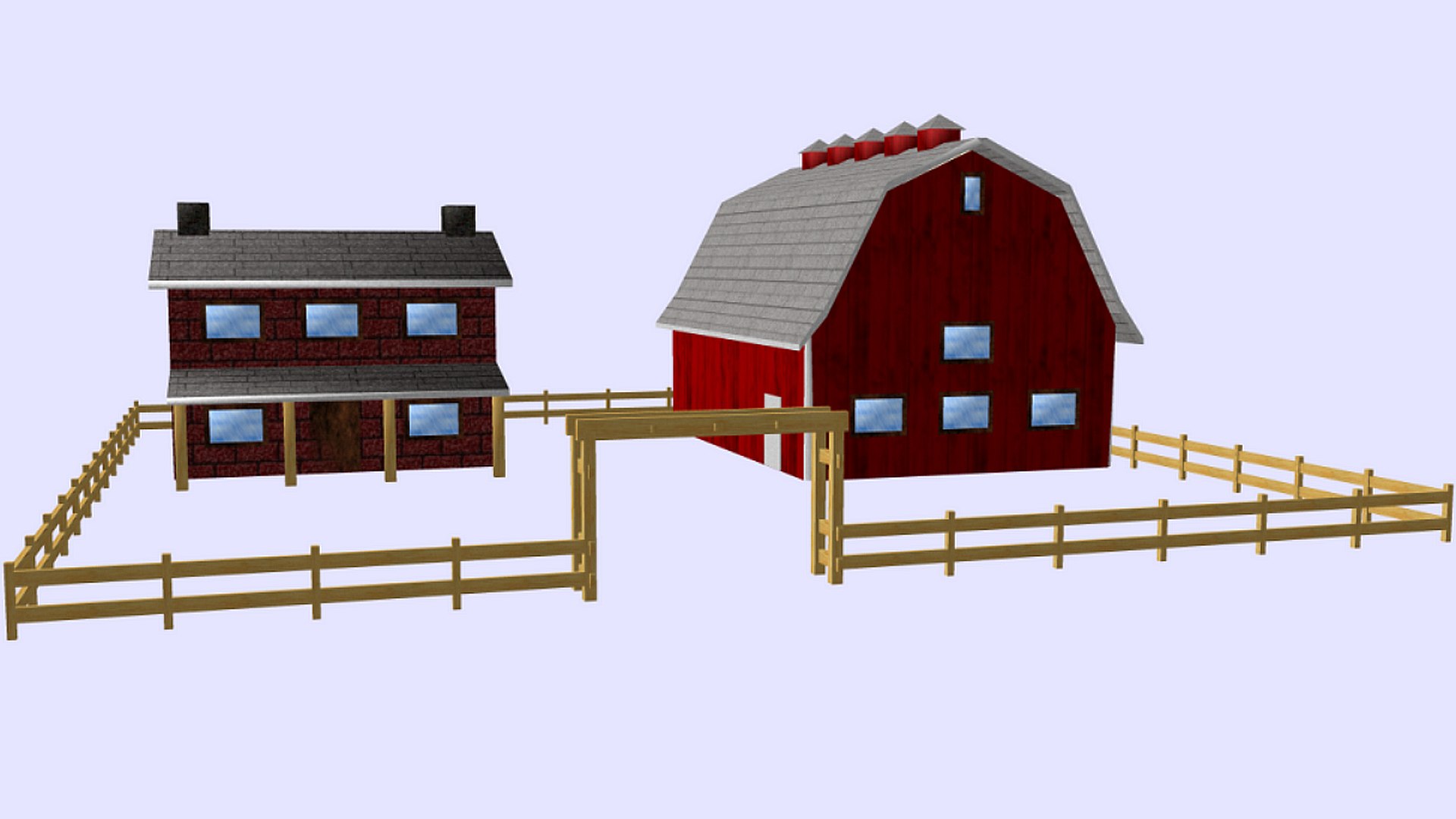3D farm buildings wooden fence model - TurboSquid 1709129