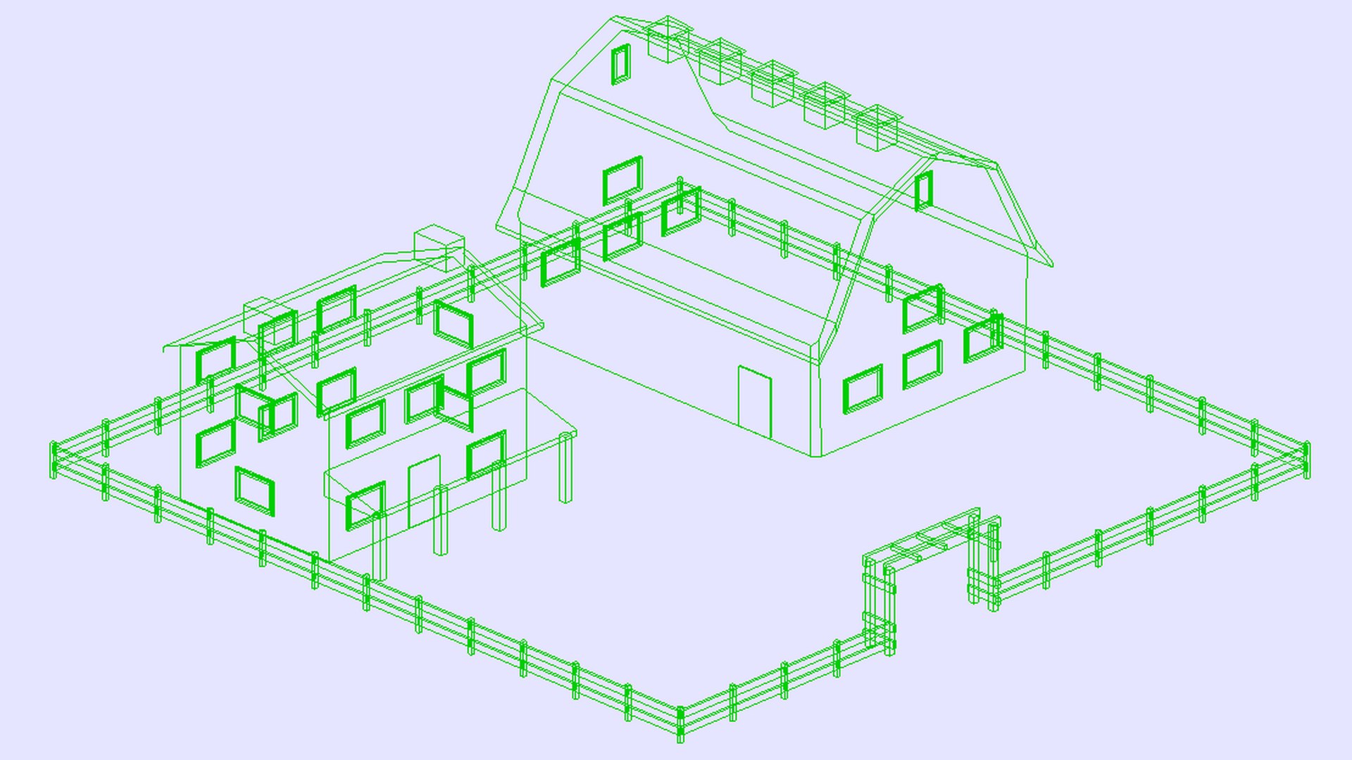 3D farm buildings wooden fence model - TurboSquid 1709129