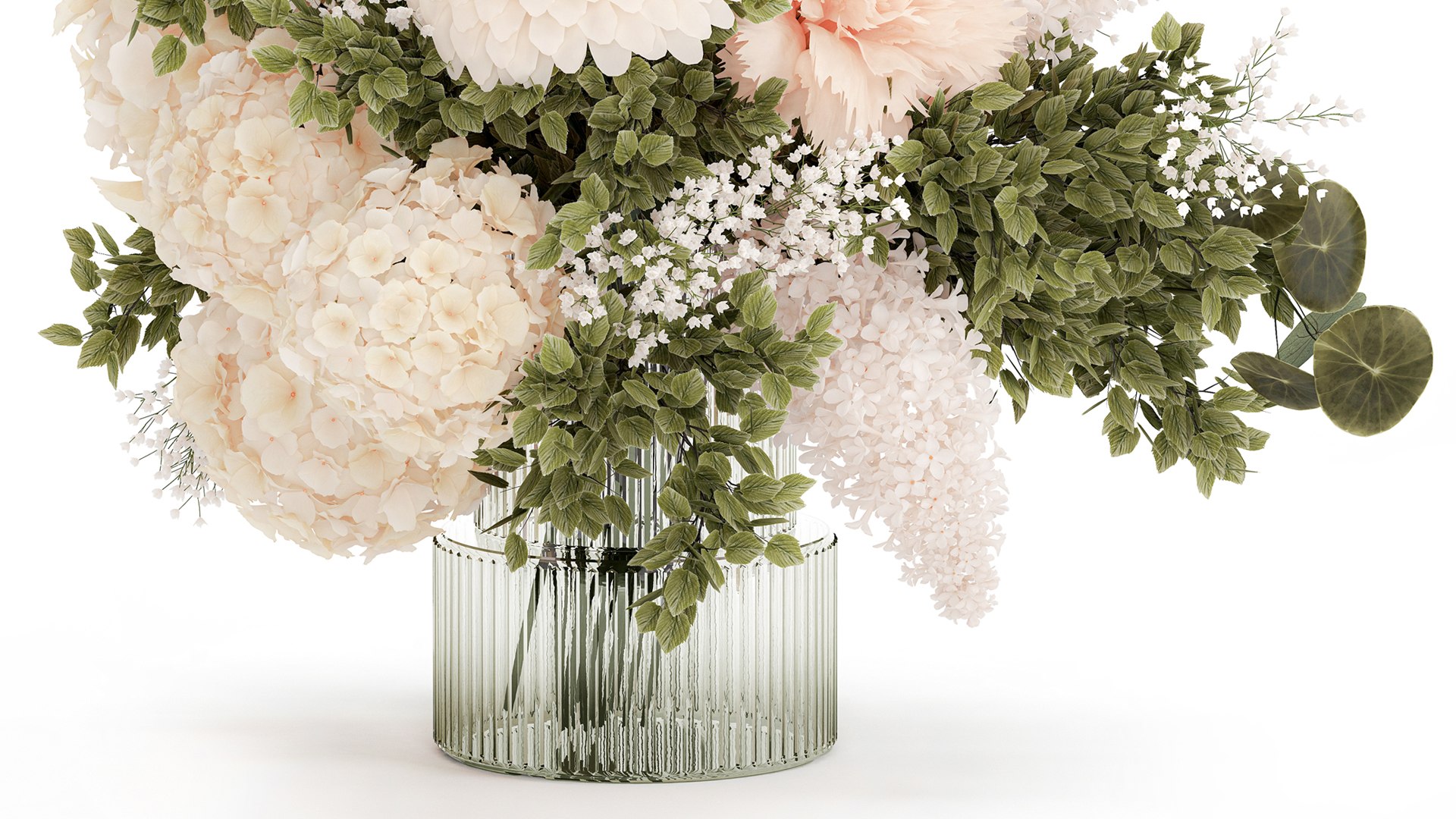 3D Small Bouquet In Vase Hydrangea Chrysanthem Lilac 579 - TurboSquid ...