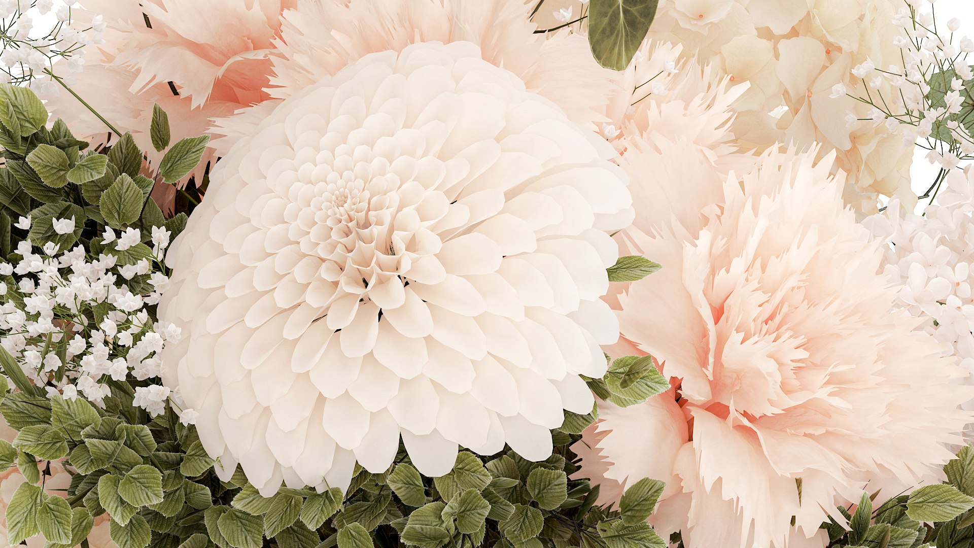 3D Small Bouquet In Vase Hydrangea Chrysanthem Lilac 579 - TurboSquid ...