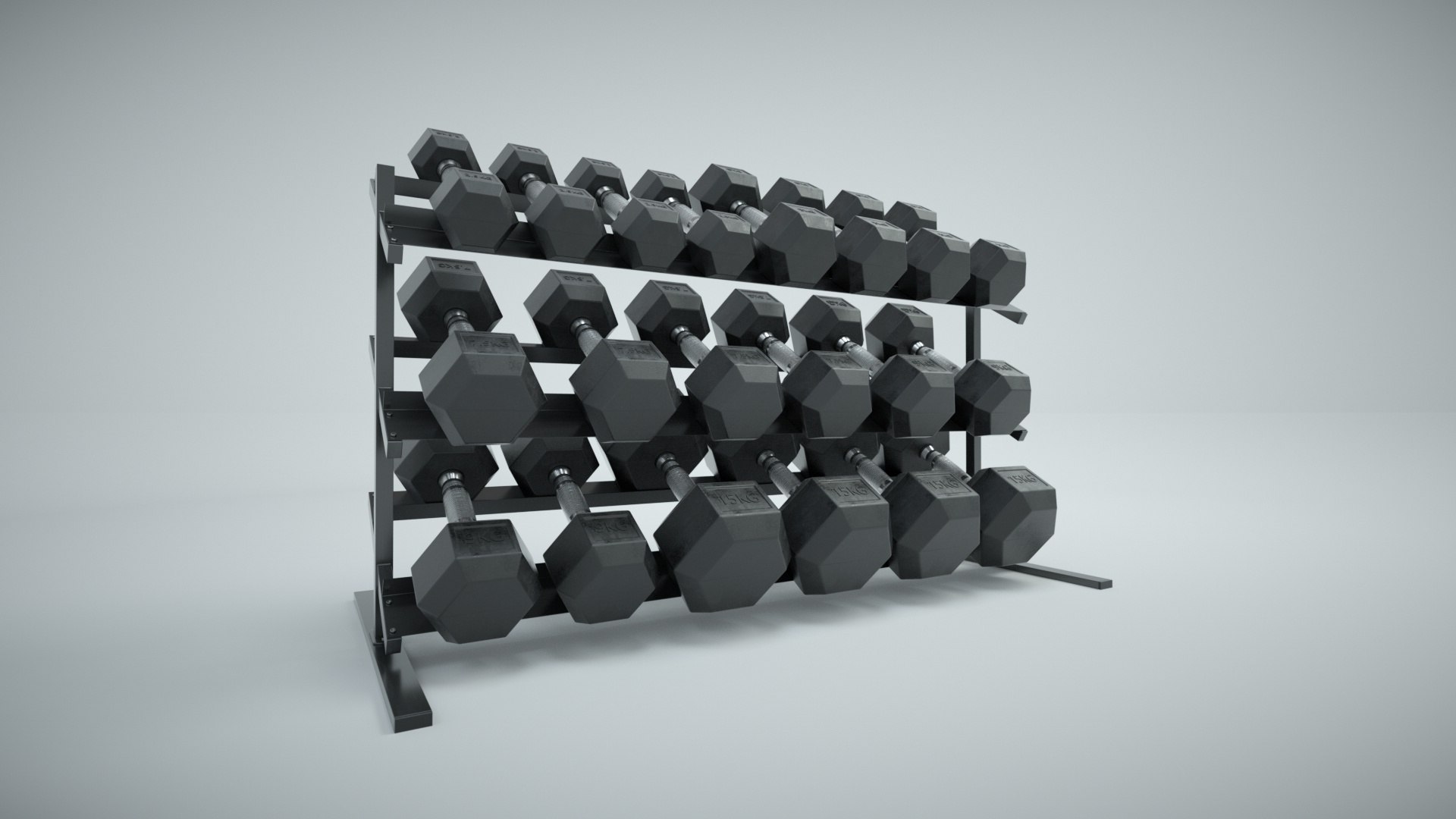 Set hex dumbbells rack 3D - TurboSquid 1320362