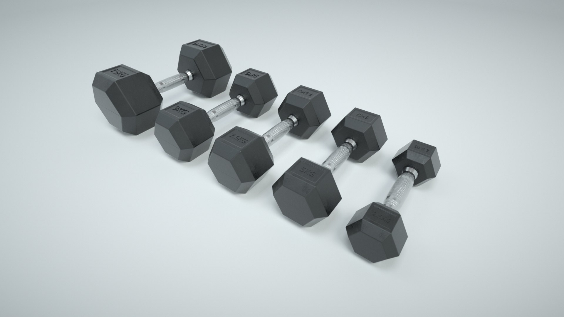 Set hex dumbbells rack 3D - TurboSquid 1320362
