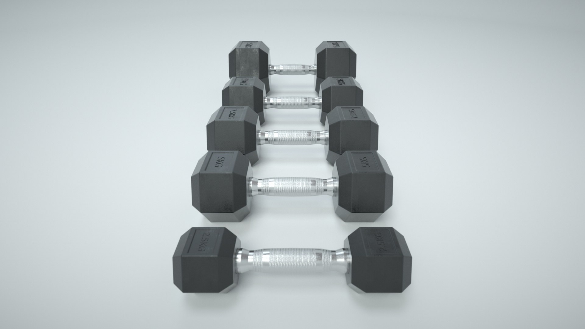 Set hex dumbbells rack 3D - TurboSquid 1320362