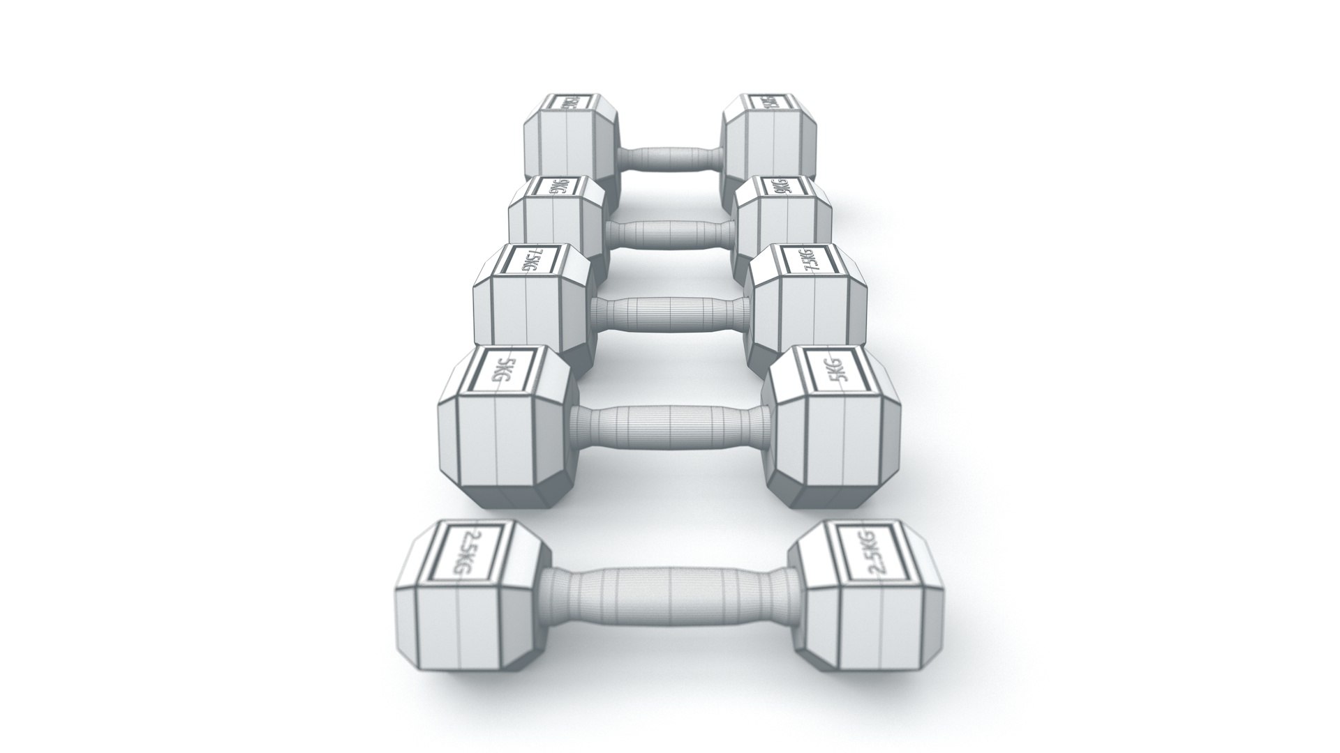 Set hex dumbbells rack 3D - TurboSquid 1320362