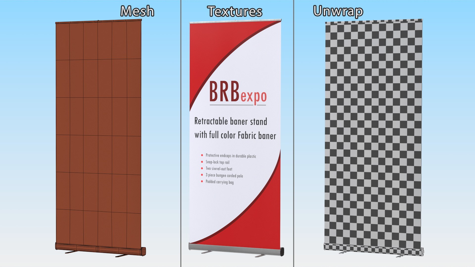 Retractable Banner Stand With Fabric Banner 3D Model - TurboSquid 2237044