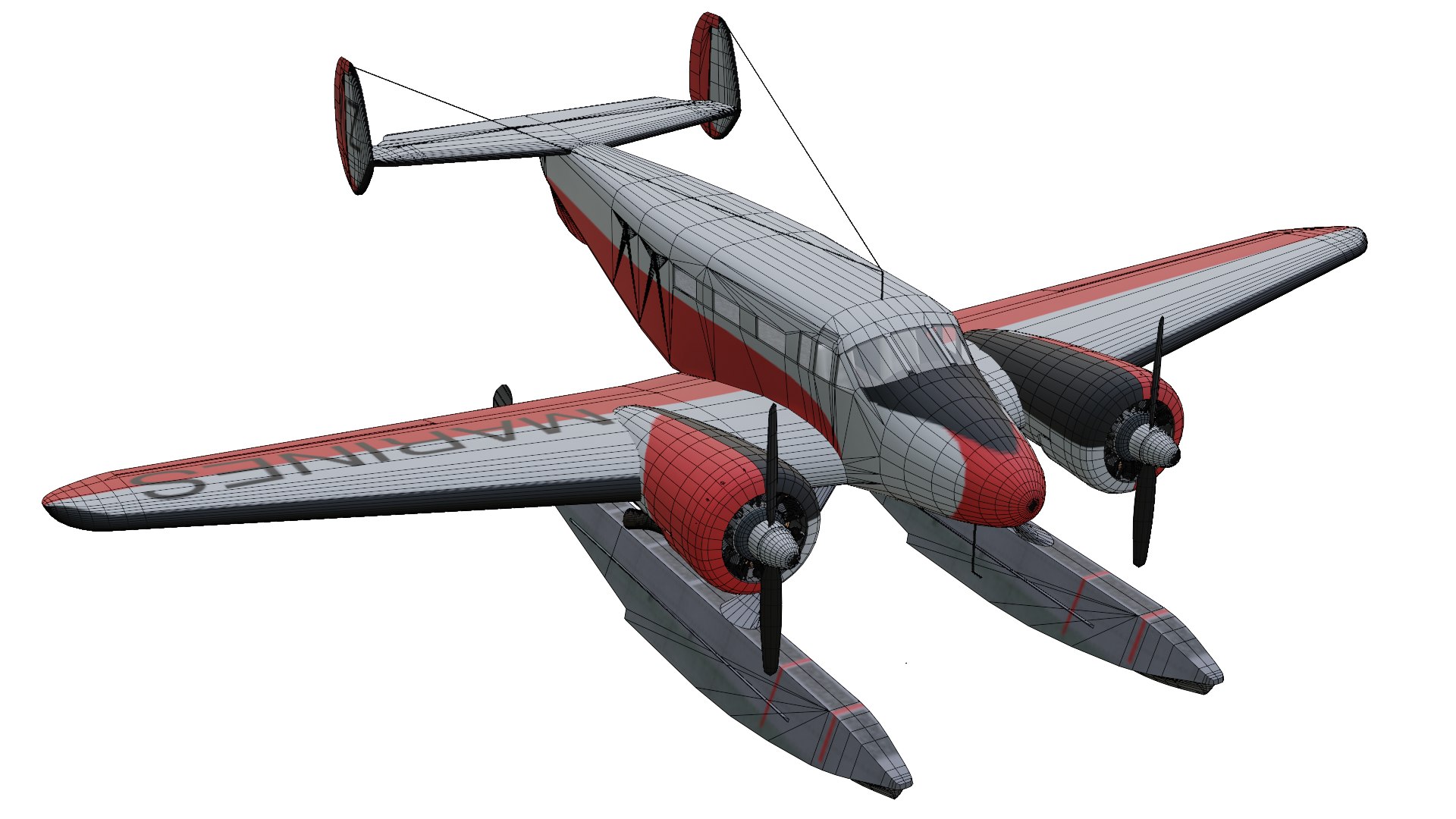 Beechcraft C18 S Floats Version 3D Model - TurboSquid 2340958