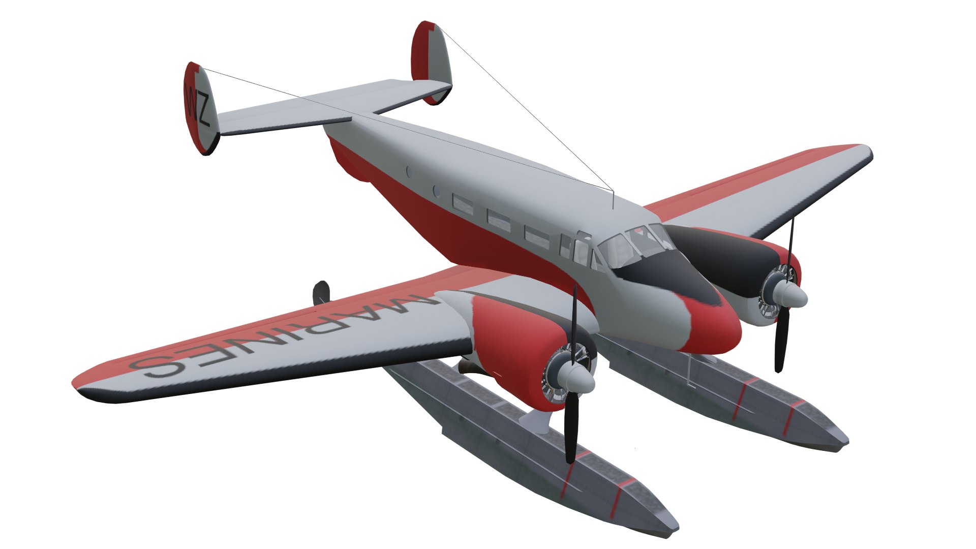 Beechcraft C18 S Floats Version 3D Model - TurboSquid 2340958